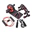 HappyDeals 7 Piece Portable Fitness Set Red, Home Gym Equipment with ...
