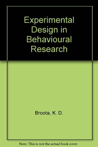Buy Experimental Design in Behavioural Research Book Online at Low ...