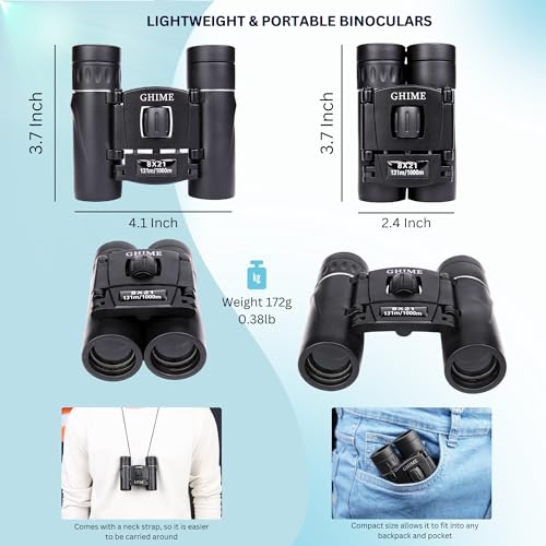 Ghime Binoculars for Long Distance 8x21 Compact Binocular Small Clear ...