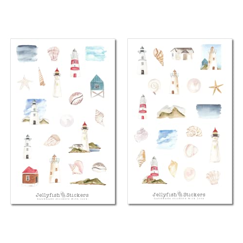 Maritim Sticker Set - Aufkleber Meer, Journal Sticker, Sticker Muscheln ...