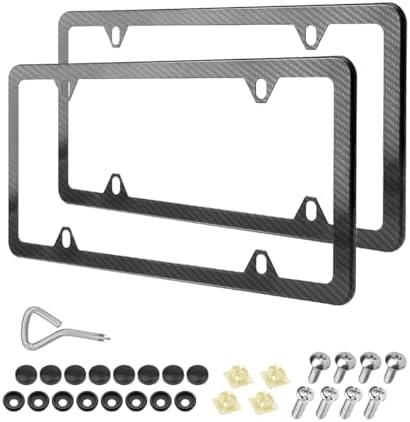 Amazon.com: Osilly Car License Plate Frames, 2 Pack 4 Holes Stainless Steel Car Tag Holder ...