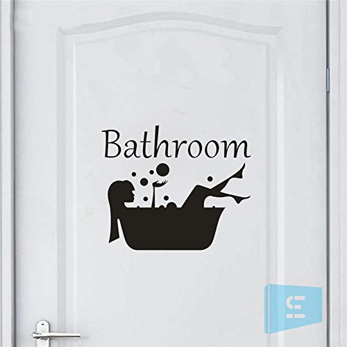 SIGN EVER™ Bathroom Removable Sign Wall Sticker PVC Glass Doors (Black ...