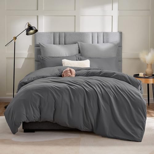 Bedsure Double Duvet Cover Set - Brushed Microfiber Bed Cover Set with ...