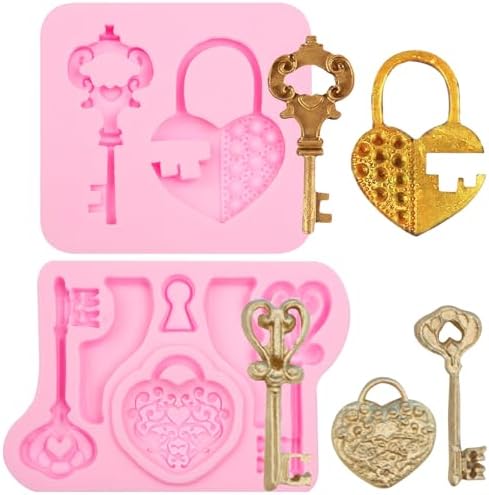 Amazon.com: Vintage Key Fondant Molds 2 Pcs, Lock Keyhole Silicone ...