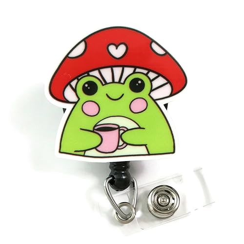 Amazon.com: Cute Mushroom Frog Badge Reel, Cute Frog ID Holder, Vintage ...