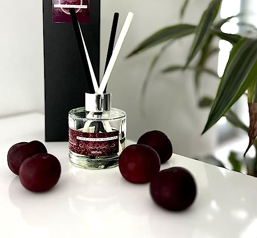 Black Plum and Rhubarb luxury reed diffuser 100ml - 4 x extra chunky ...