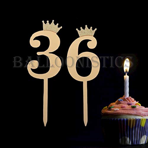 Balloonistics Number 36 Golden Acrylic Shiny Cake Topper | for Wedding ...