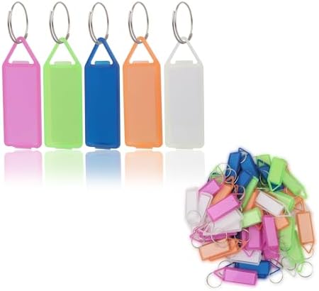 GLUN® Pack of 200 Multicolor Keyring & Keychain with Name Tag Labels ...
