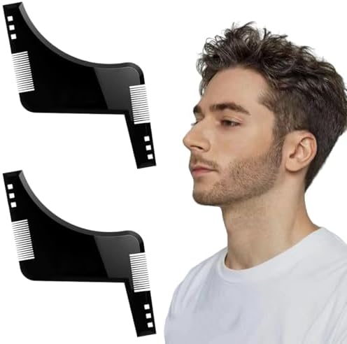 EODKSE Peigne Barbe Homme, 2 pièces Beard Shaping Template Tool & Comb ...