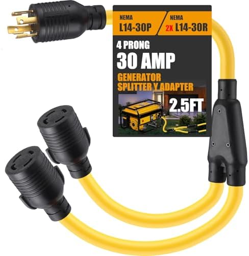 Amazon.com: MECMO 4 Prong 30 Amp Generator Splitter Y Adapter NEMA L14 ...