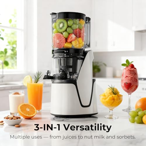 EanOruus Juicer Machines, 3-in-1 Cold Press Juicer with 6.5 inch Extra ...