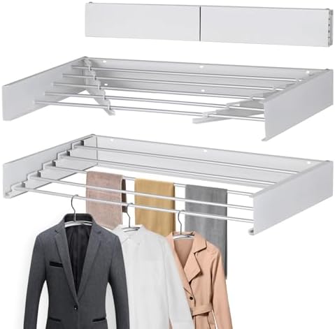 Amazon.com: Wall Mounted Clothes Drying Rack, Foldable Laundry Drying ...