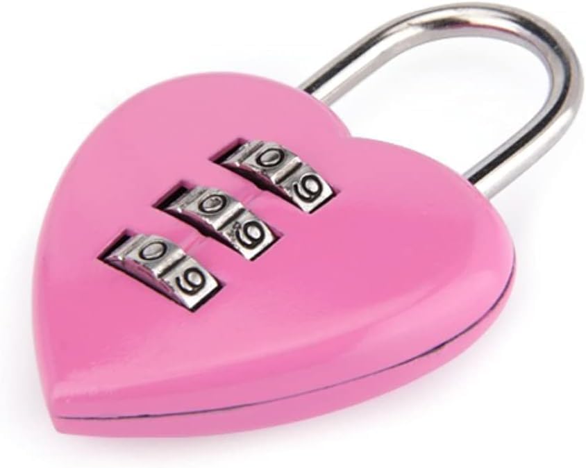 Pink Love Heart Shape Combination Padlock for Girls Women, Mini 3-Digit ...