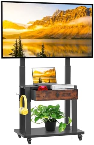 Maiproo Rollable TV Stand with Fabric Drawer for 32-75 Inch Flat/Curved ...