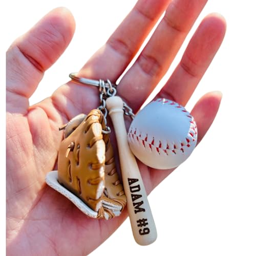 Amazon.com: Custom Baseball Keychain Mini Baseball Bat Custom Sports ...
