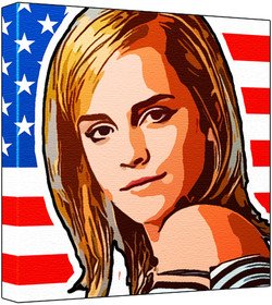 Emma Watson - Pop Art Print (Multicolour; Stars & Stripes Background ...