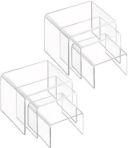 6 Pcs Acrylic Risers for Display, Showcase Clear Cake Stands Shelf for ...