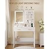 Hzuaneri Dressing Table with LED Light, 2 Sockets and 2 USB Ports ...