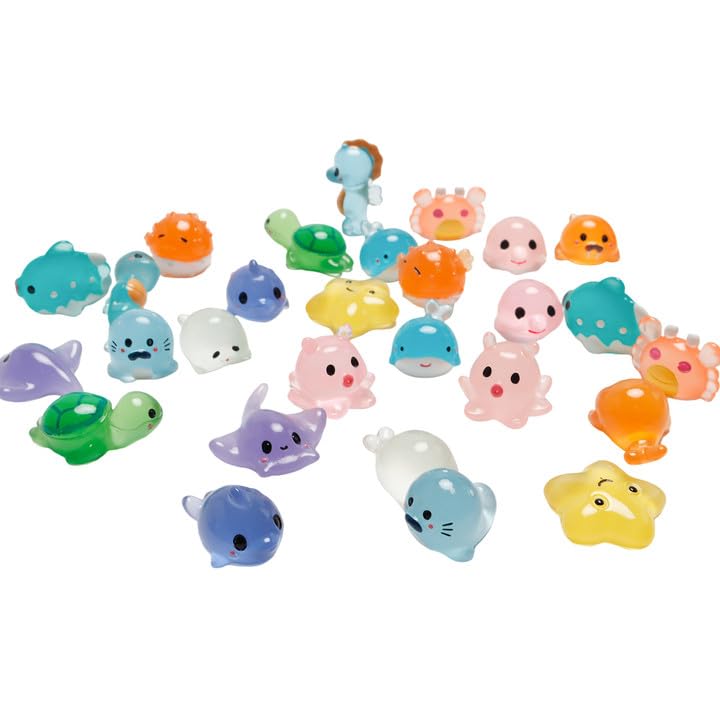 Amazon.com: Exasinine 28 Pcs Mini Ocean Animals Luminous Sea Animals ...