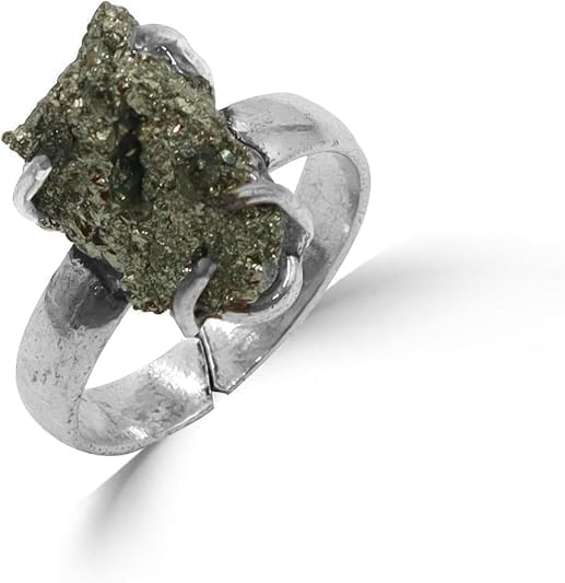 Amazon.com: Natural Raw Pyrite Ring – Handmade Adjustable Statement ...