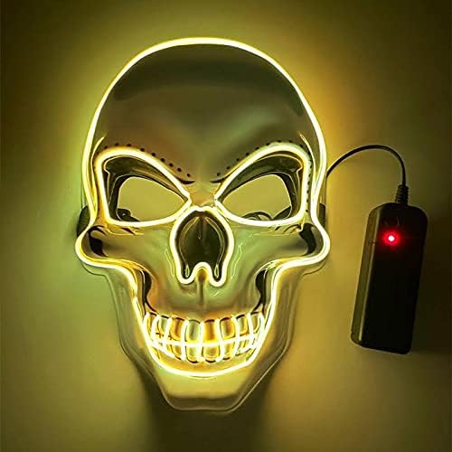 LED Skull Light Up Mask Full Face Scary Halloween Trick or Treat ...