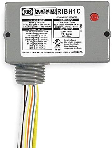 Functional Devices Rib Enclosed Pre-Wired Relay, 10 to 30VAC/DC, 208 to ...