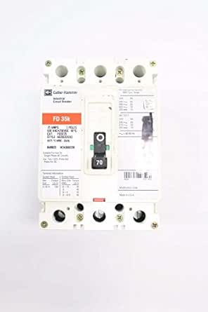 CUTLER HAMMER FD3070 3P 70A AMP 600V-AC MOLDED CASE CIRCUIT BREAKER ...