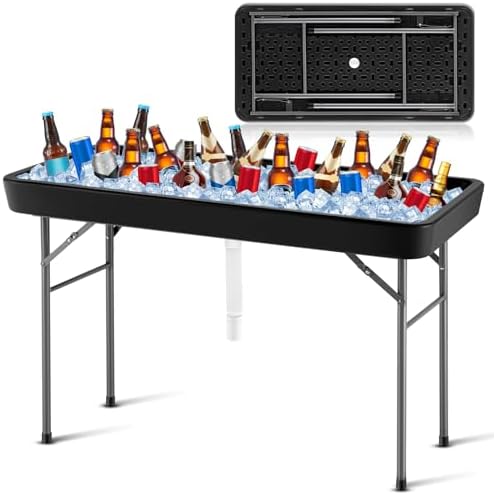 Amazon.com: KOTEK Folding Ice Cooler Table with Matching Skirt & Drain ...