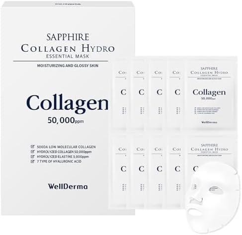 Amazon.com : WELLDERMA Sapphire Collagen Hydro Essential Mask, 10 ...