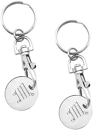 2Pcs Metal Shopping Cart Coin Keychains,Trolley Tokens for Supermarket ...