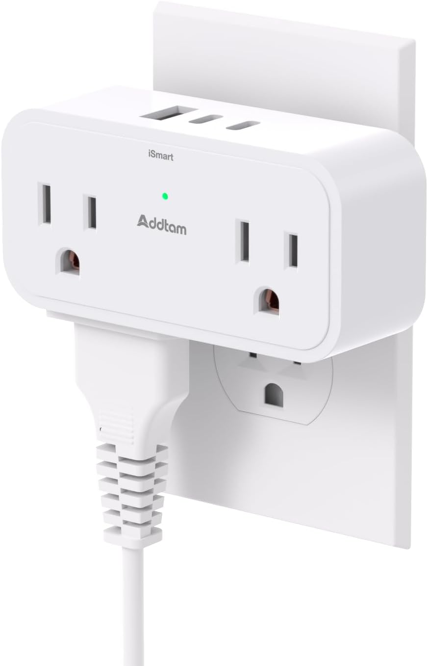 Amazon.com: 2 Pack Outlet Extender Multi Plug Outlet - Addtam 4 AC ...