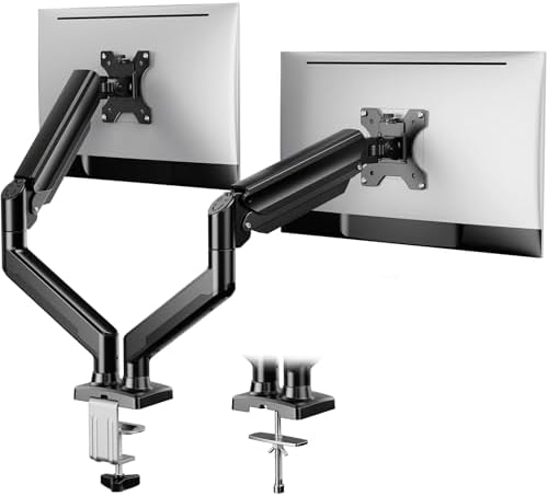 VonHaus Dual Monitor Arm Desk Mount for 10 to 32 Inch Screens, Height ...