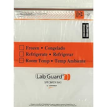 Lab Guard SBL2X810B5 Polyethylene (LDPE/LLDPE Blend) Specimen Bag with ...