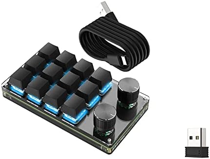 BRIMFORD 12 Keys 2 Knobs Mini Macro Keyboard, One Handed Custom ...