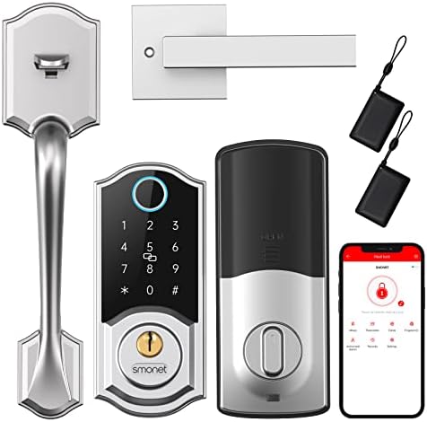 Smart Front Door Lock Set,SMONET Keyless Entry Lock with Handle,Smart ...