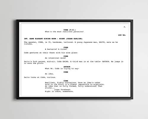 Amazon.com: Inception Screenplay POSTER! (up to 24" x 36") - Minimal ...