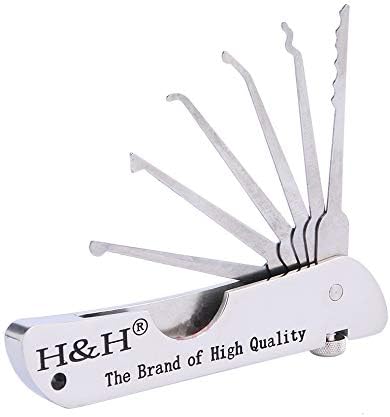 FUNIN Fold Lock Pick Tool Stainless Steel 7-in-1 Folding Multitool with ...