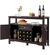 DORTALA Kitchen Buffet Sideboard, Wood Storage Cabinet with 3 Drawers ...