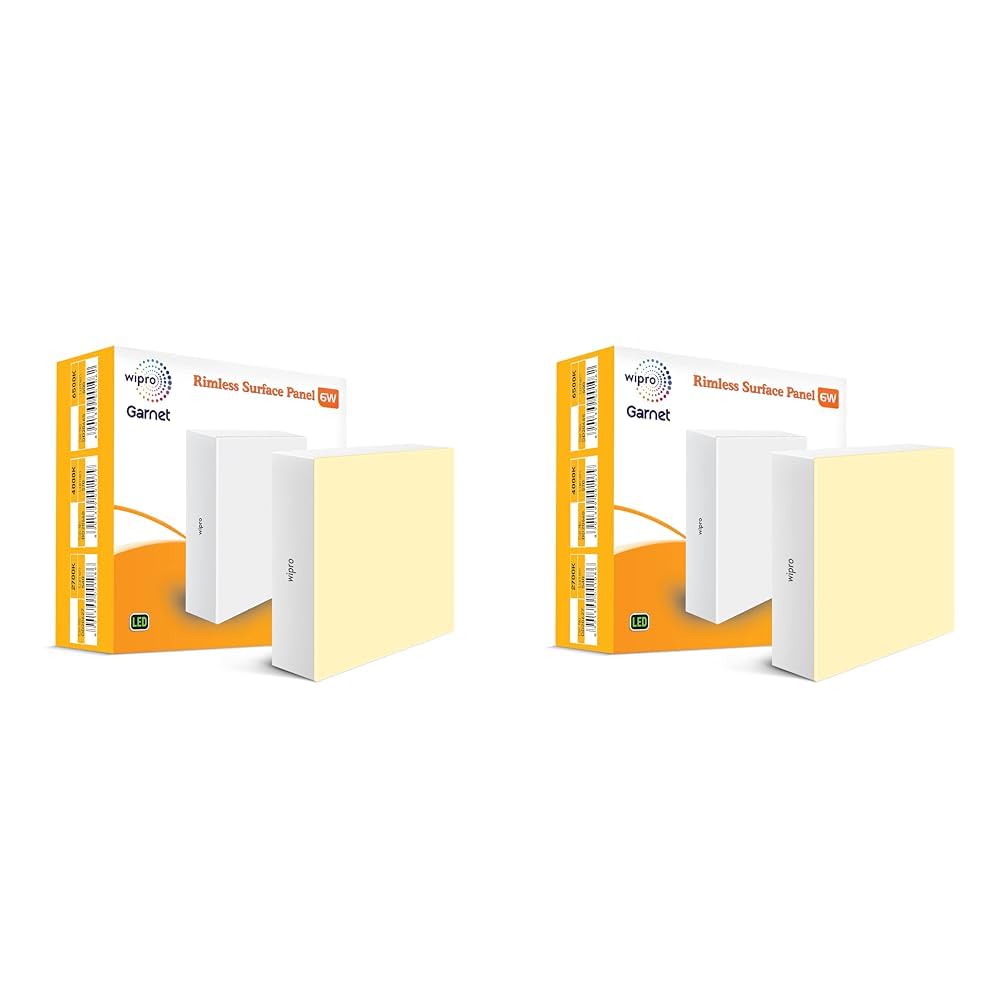 wipro Garnet 12W Rimless Square LED Surface Panel | Warm White Light ...