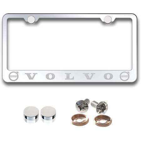 Amazon.com: Volvo Logo Polished Stainless Steel License Plate Frame ...