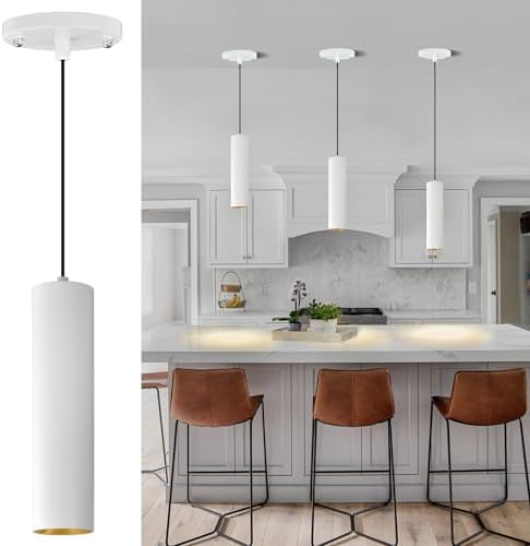 Arcfox Black Pendant Light, 10W 3CCT Retractable Height Modern Cylinder ...