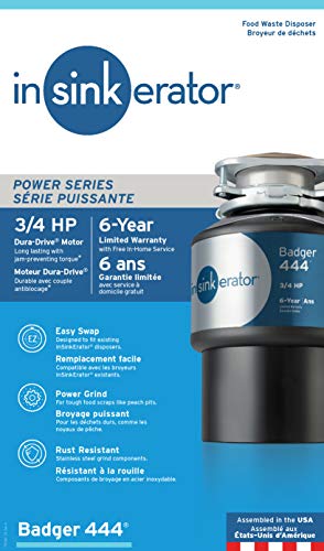 InSinkErator Élimination des déchets, Badger 444, 3/4 HP Garburator à ...
