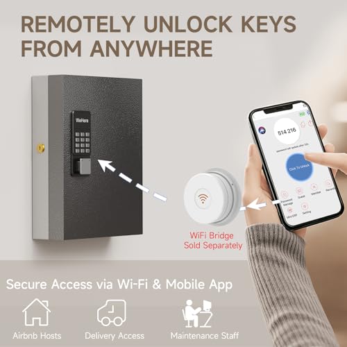 Snapklik.com : WeHere 32 Keys Key Lock Box Wall Mount(Plus), Use APP ...