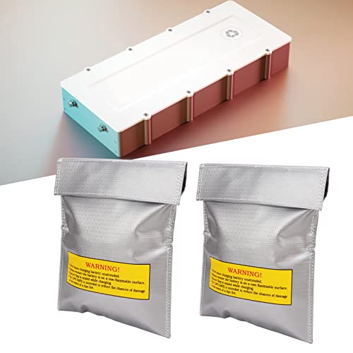 Fyearfly 2Pcs Lithium Battery Safety Bag, 180x230x5mm Fireproof ...