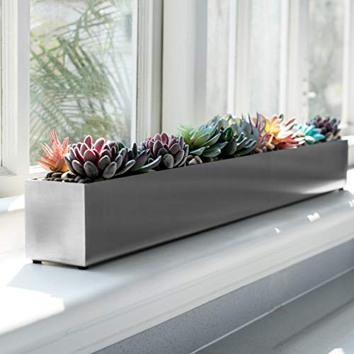 Modern Succulent Planter Box - 32" Indoor Window Planter - Metal ...