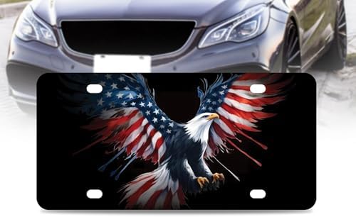 Amazon.com: Personalized USA Flag American Bald Eagle License Plate ...