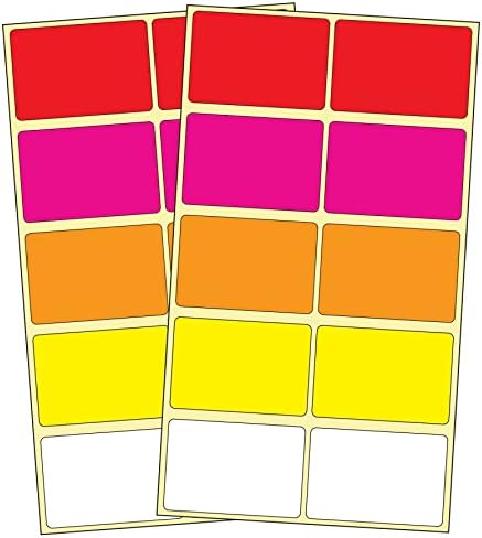 Bright Coloured Stickers Sticky Labels - 75mm x 50mm Permanent Self ...
