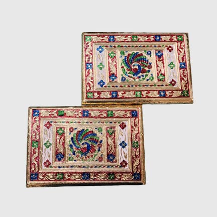 Buy YRK Golden Meenakari Wooden Peetalu Set of 2 (7 by 10 Inch ...