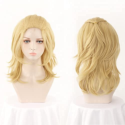 Amazon.com: MAGGAZ 50cm Long Blond Curly Hair Heat-Free Synthetic for ...
