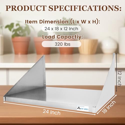 Snapklik.com : Stainless Steel Microwave Shelf 320lbs, 18 X 24 ...